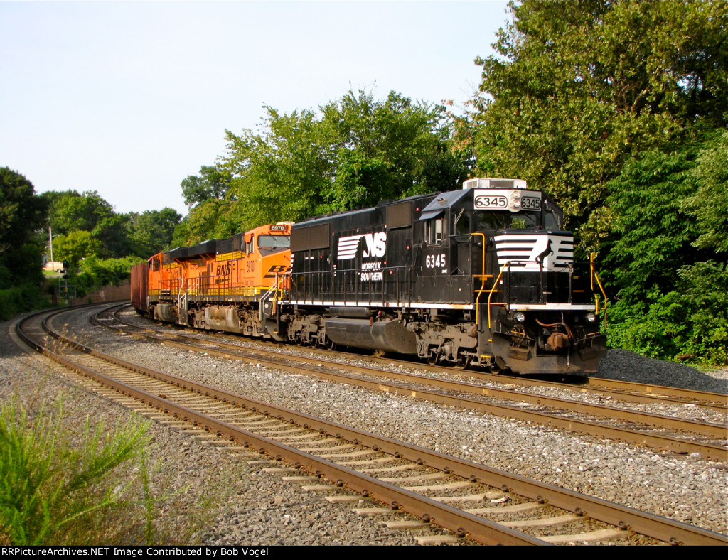 NS 6345; BNSF 5970 and 5796